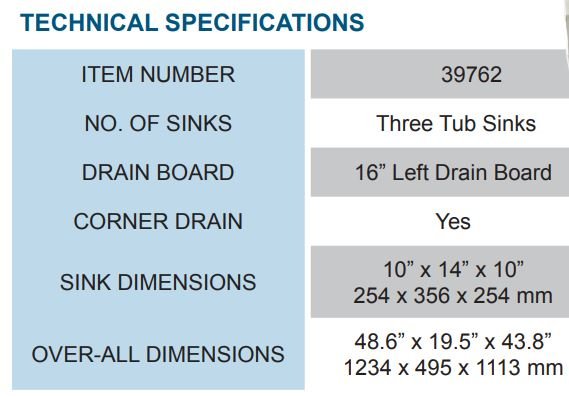 FED - Omcan Stainless Steel Space Saver Sink with 16″ Left Drain Board ...